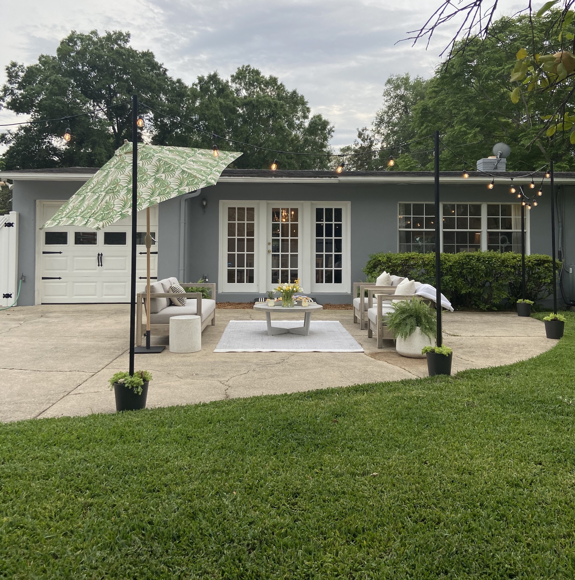 String Light Concrete Planters - Home With Stefani